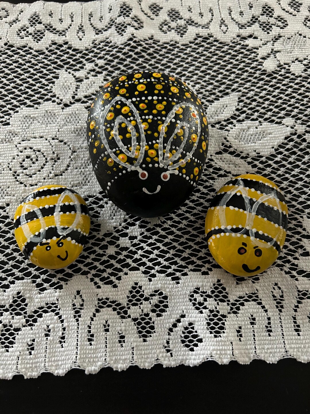 Bee Rock Art Free Shipping - Etsy