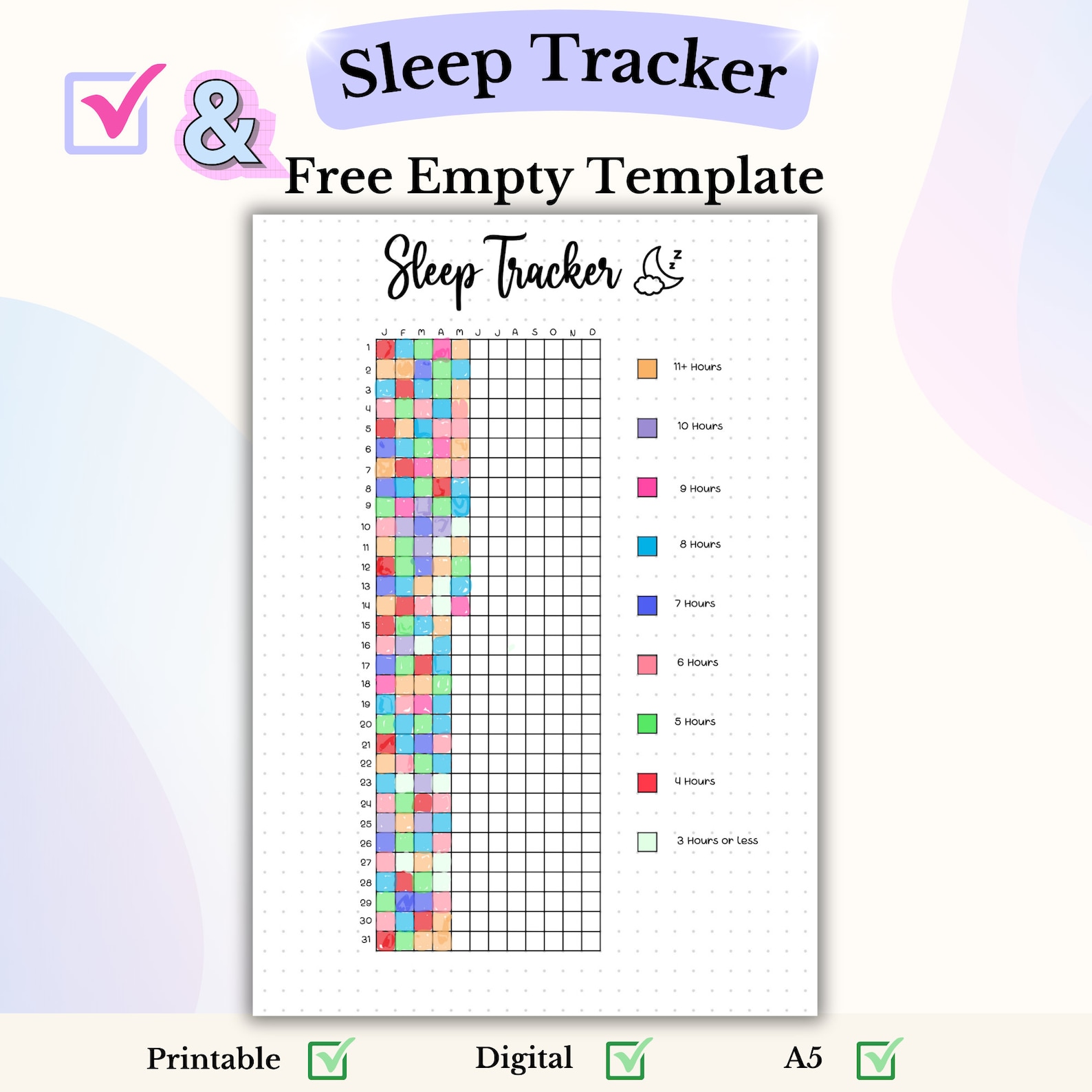 Sleep Tracker A5 PDF Habit Tracker Bullet Journal Sleep Tracker ...