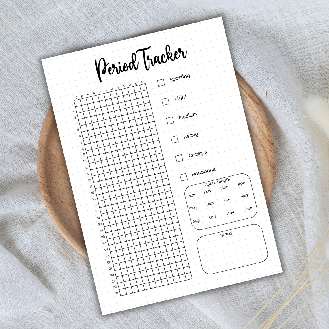 Period Tracker Bullet Journal Page Cycle Tracker Menstruation Log ...