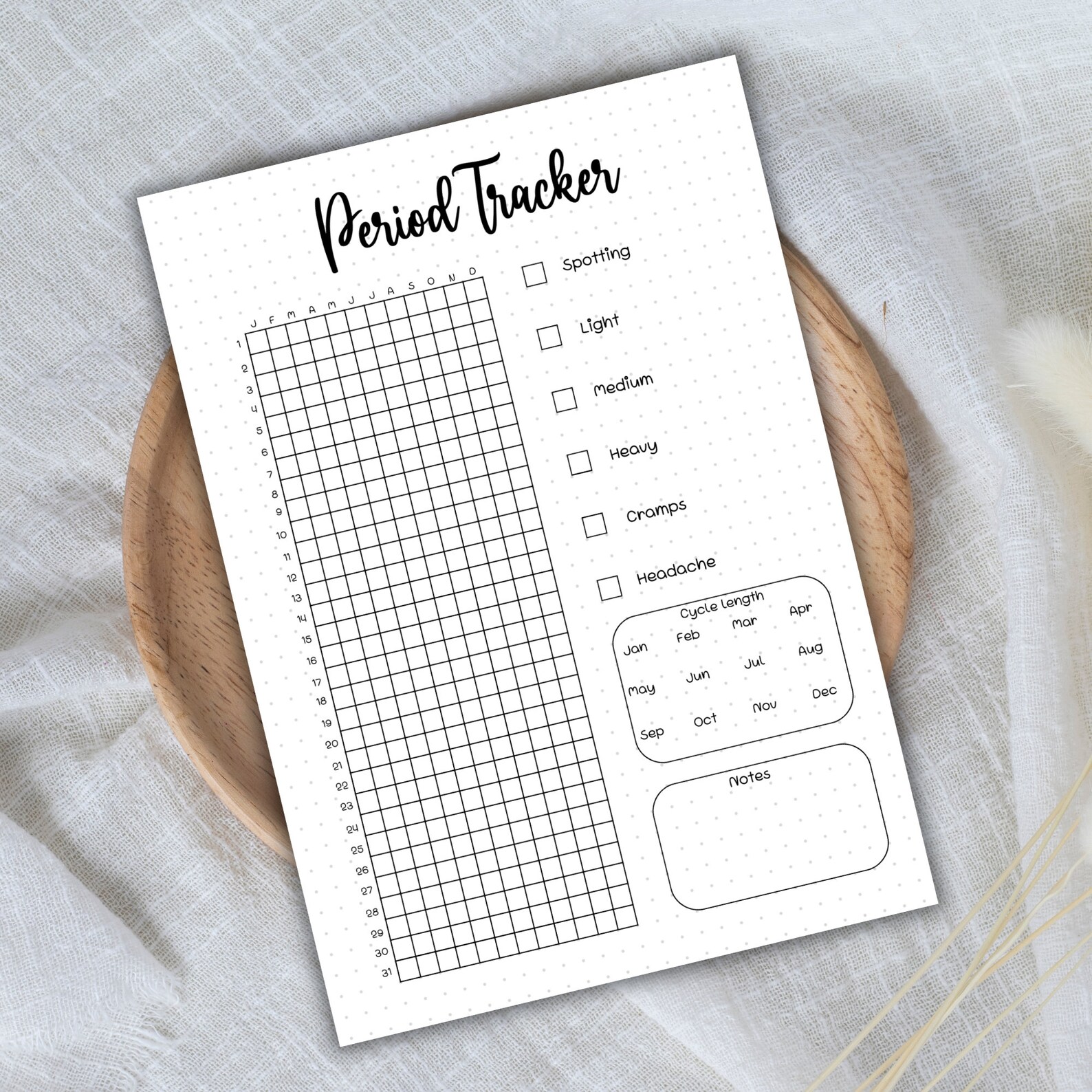 Period Tracker Bullet Journal Page Cycle Tracker Menstruation Log ...