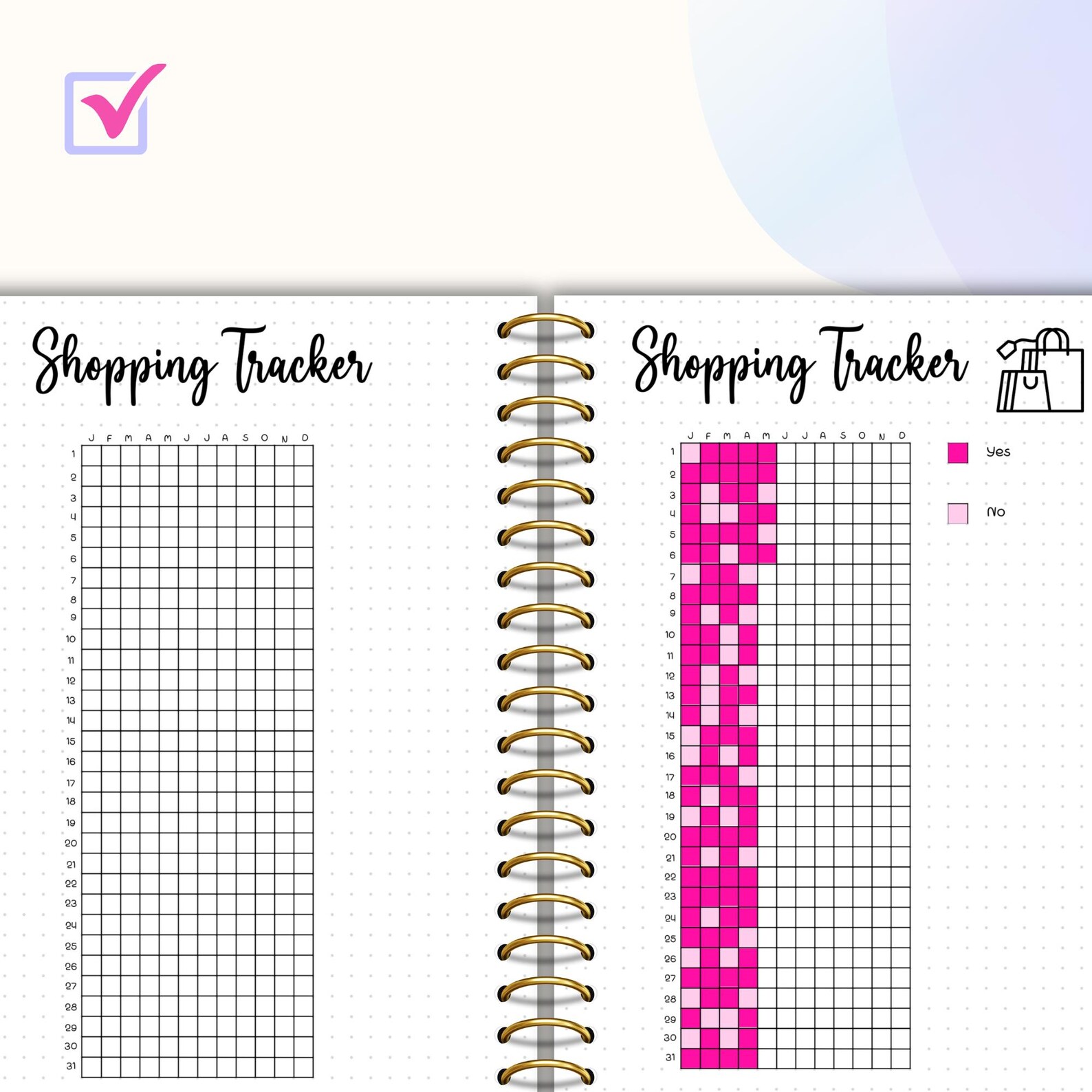 Shopping Tracker Bullet Journal Printable Bujo Page Yearly Shopping Log ...