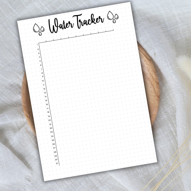 Water Tracker Bullet Journal A5 Printable Page Monthly Water Log Daily ...