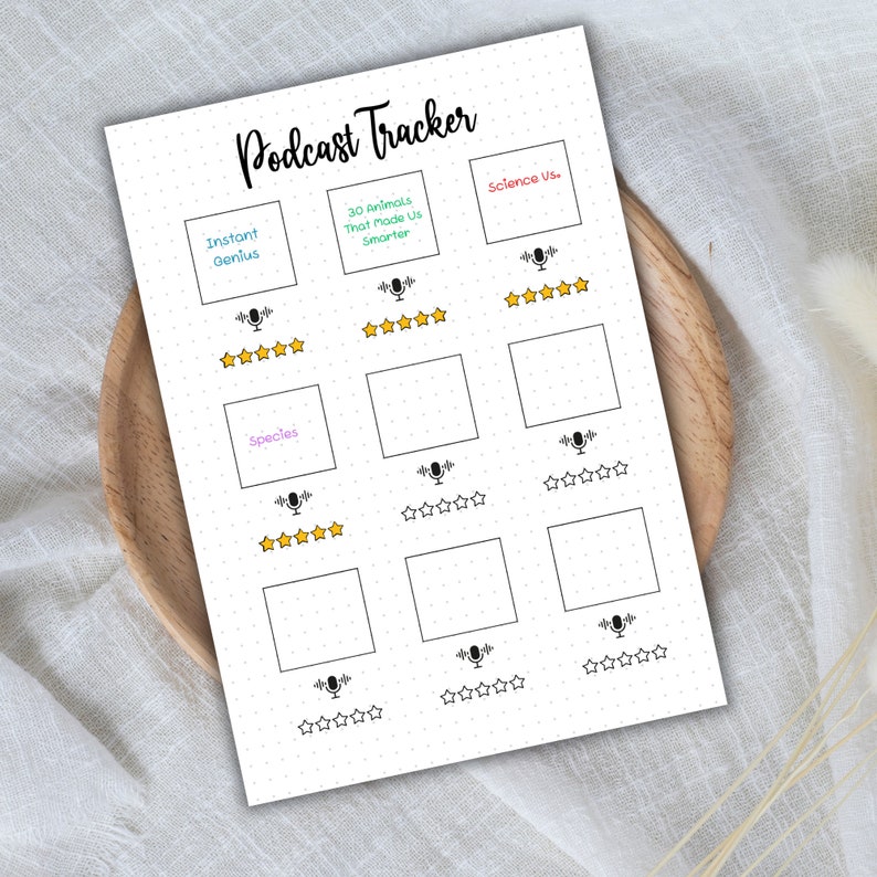 Podcast Tracker Bullet Journal Page Podcast Log Entertainment Tracker ...