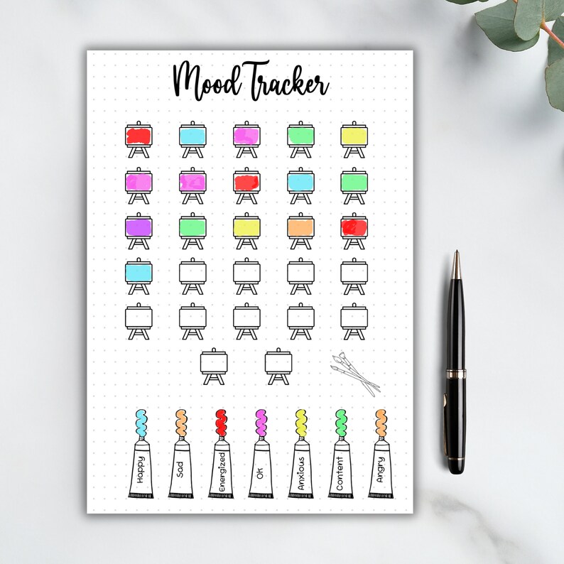 Mood Tracker Canvas Painting Bullet Journal PDF Mood Tracker Art ...