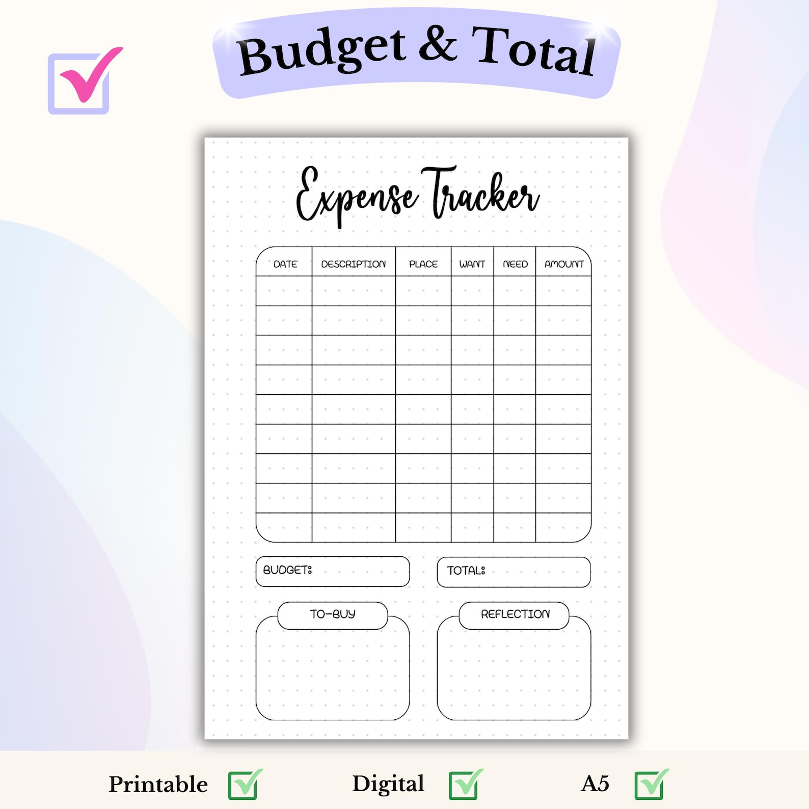 Expense Tracker Bullet Journal Page PDF Budgeting Bullet Journal ...