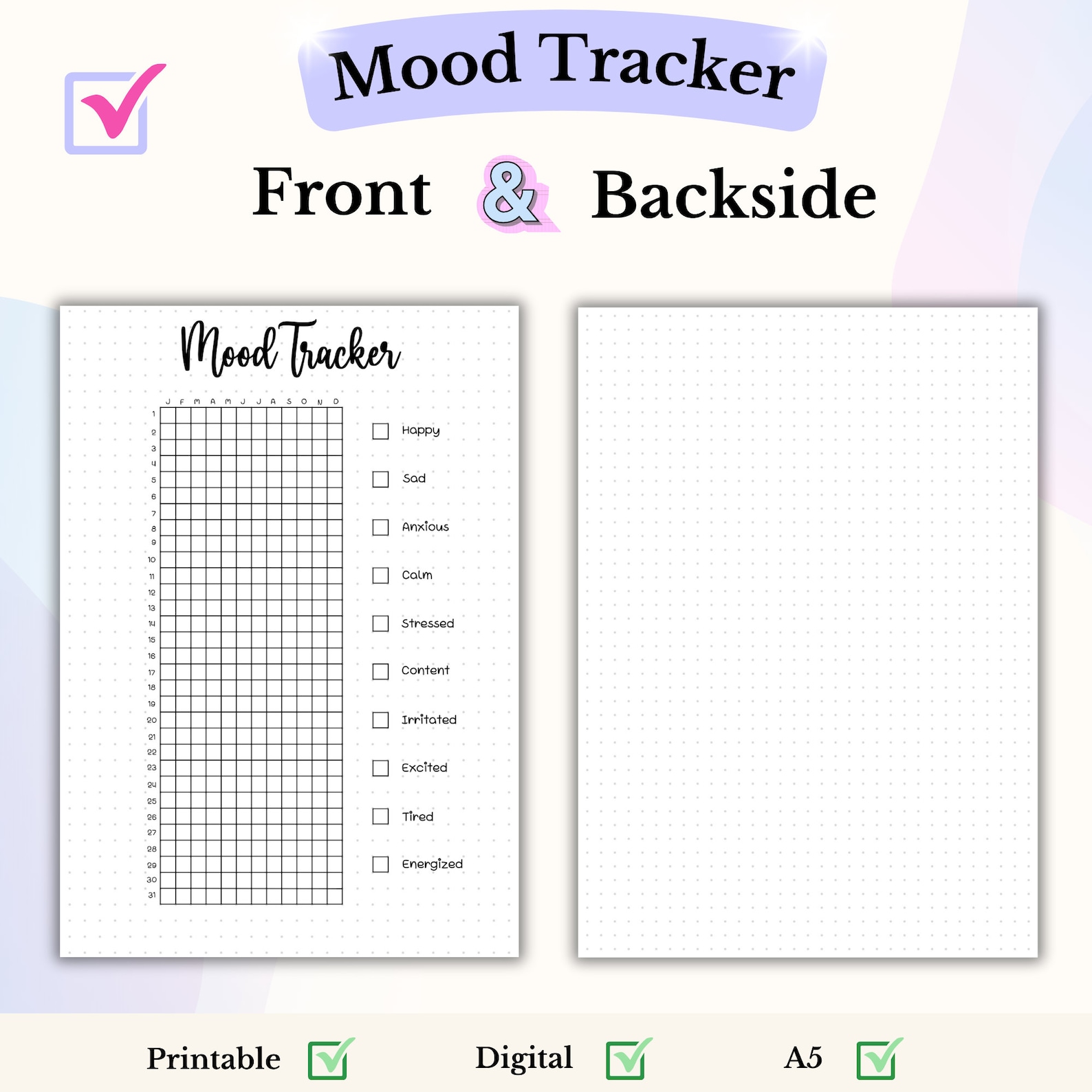 Mood Tracker Bullet Journal A5 Free Template Tracker Yearly Monthly ...