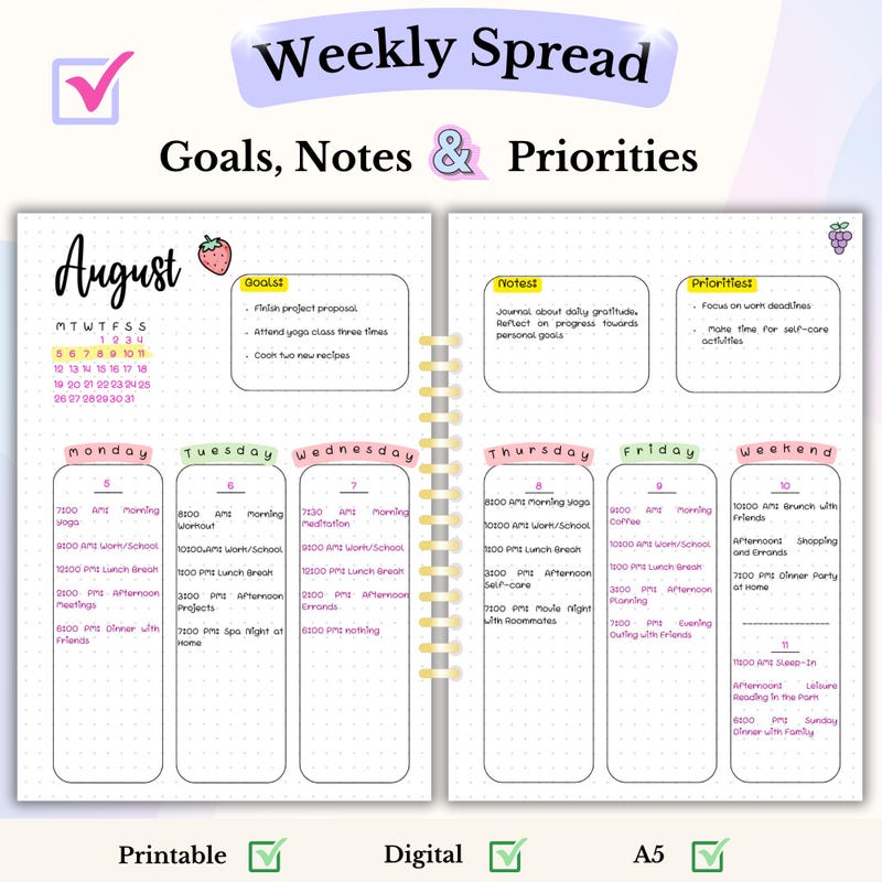 Daily Spread Template - Etsy