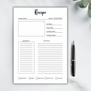 Recipe Bullet Journal Page Recipe Tracker Cooking Tracker Recipe ...