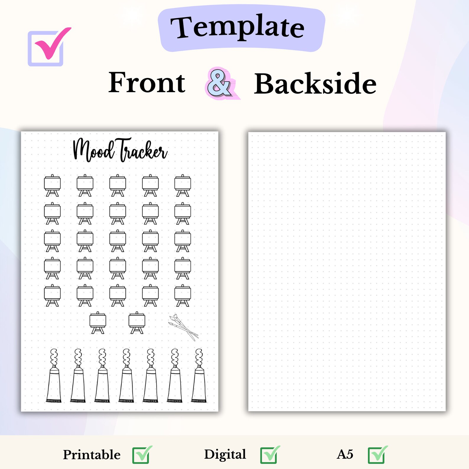 Mood Tracker Canvas Painting Bullet Journal PDF Mood Tracker Art ...