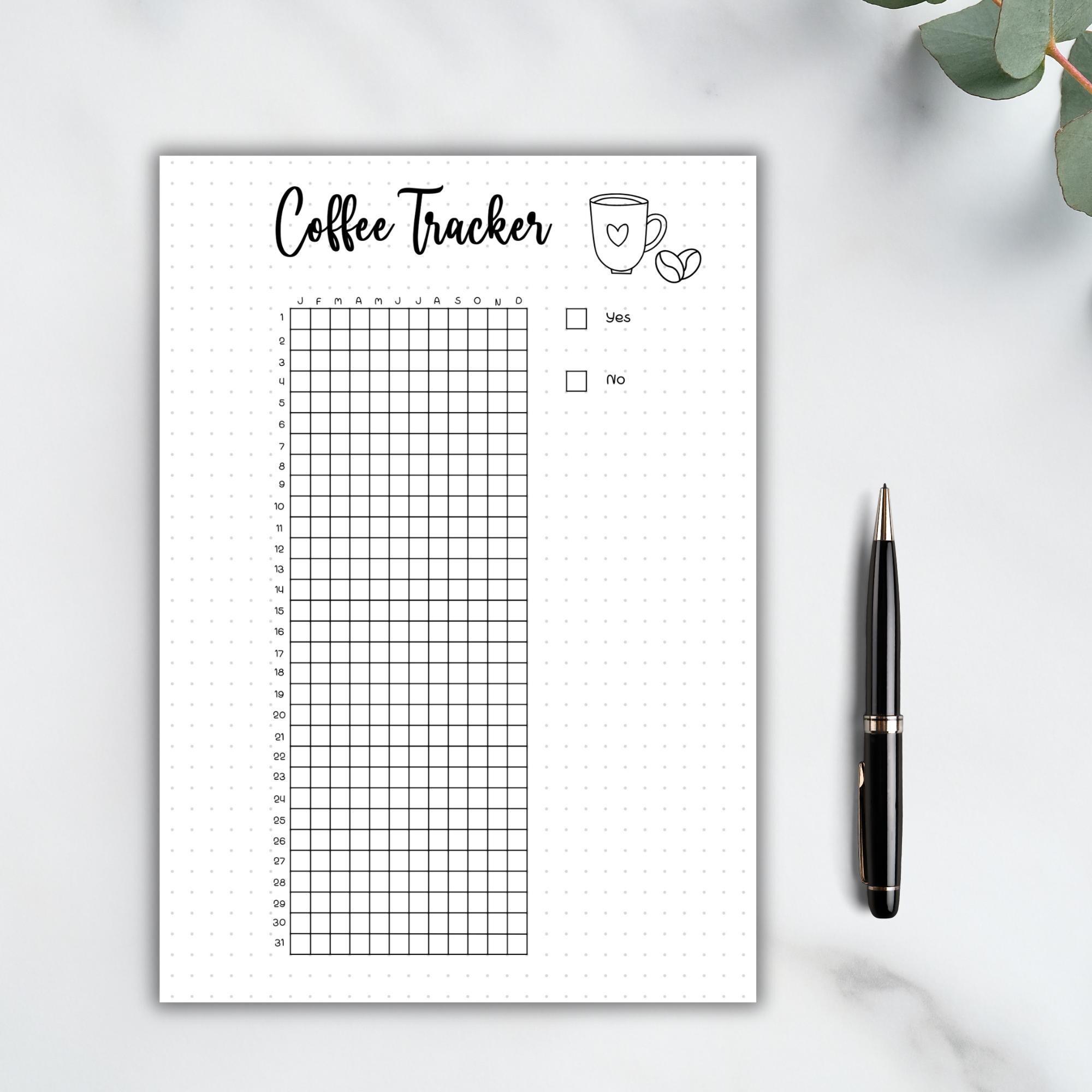 Coffee Tracker Bullet Journal Printable Page Yearly Coffee Log Daily ...