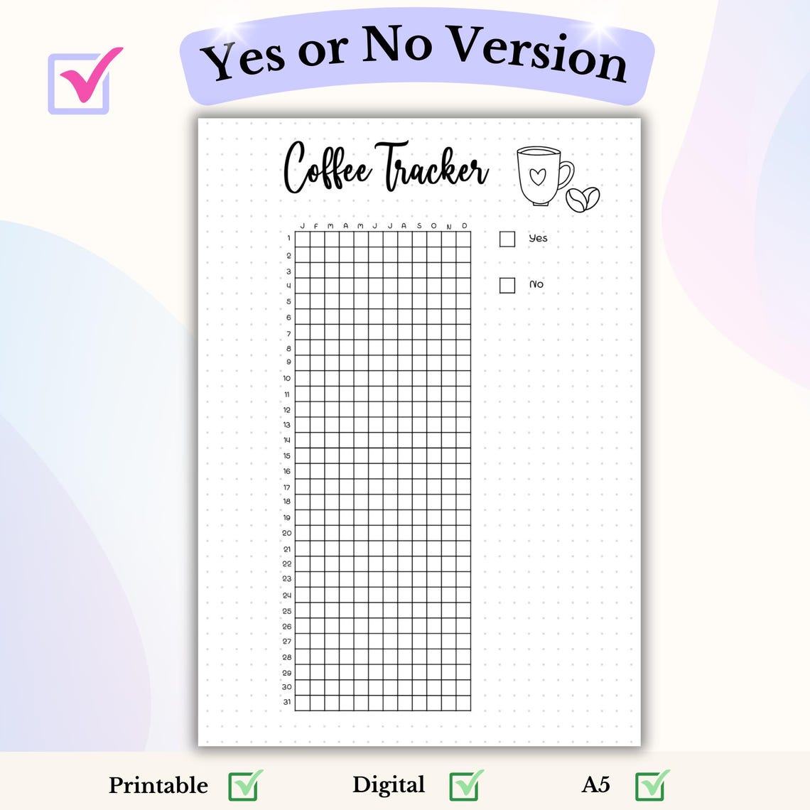 Coffee Tracker Bullet Journal Printable Page Yearly Coffee Log Daily ...