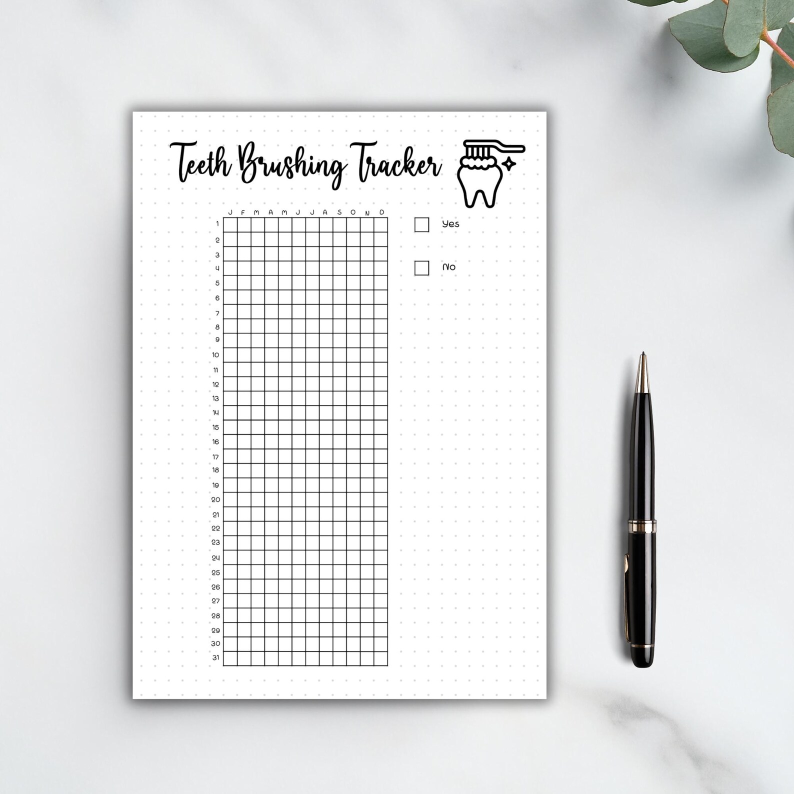 Teeth Brushing Tracker Bullet Journal Teeth Brushing Log Dental Health ...