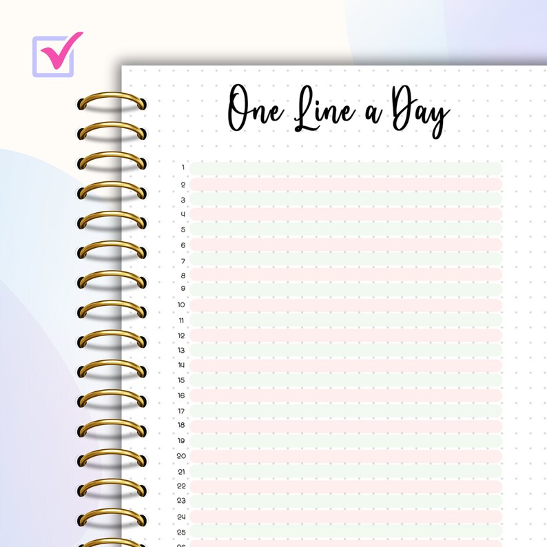 One Line a Day Bullet Journal Page A5 Gratitude Journal Printable ...