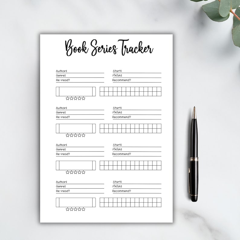Book Series Tracker Bullet Journal Printable Book Tracker Printable ...