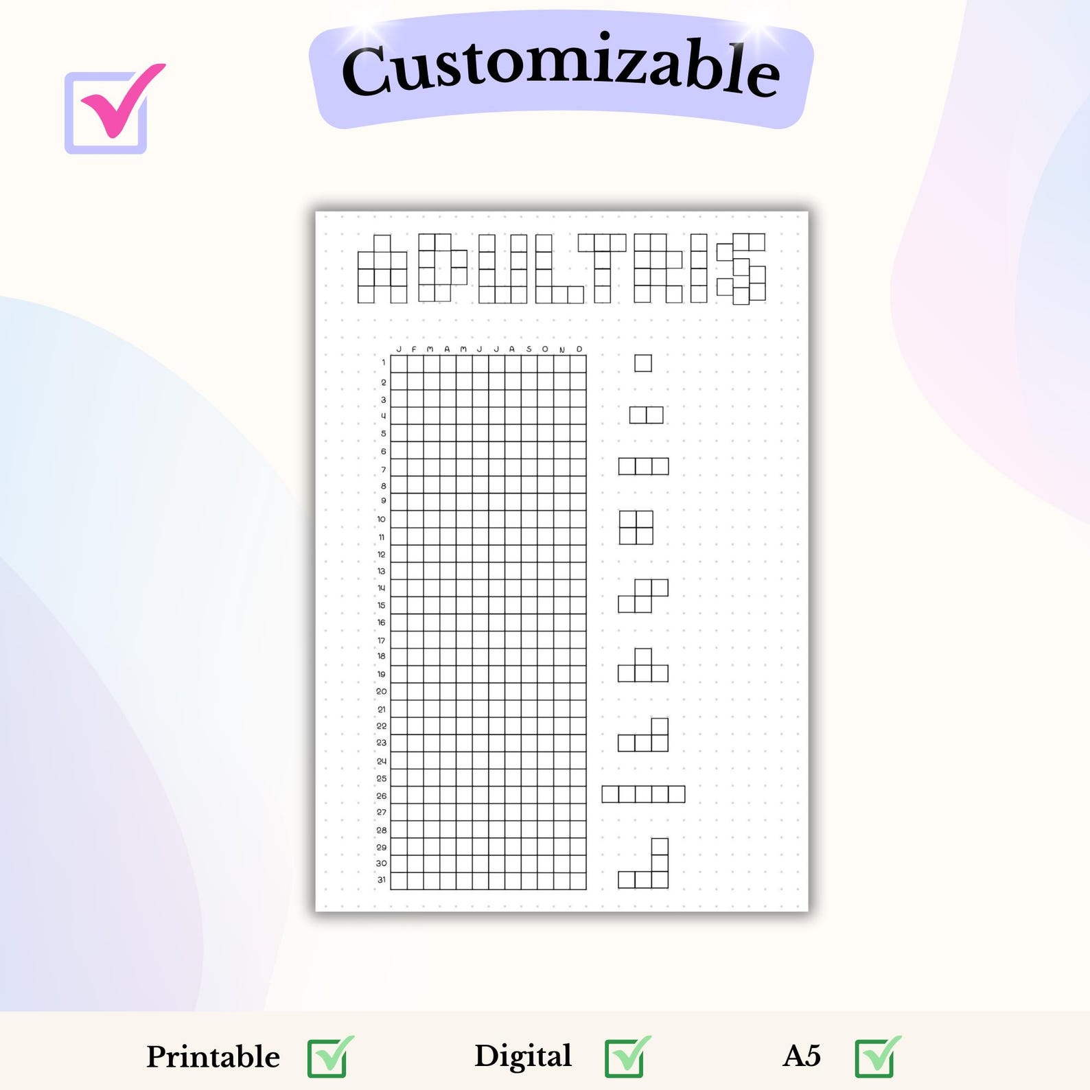 Adulting Tracker Bullet Journal Page Adultris Adult Task Habit Tracker ...