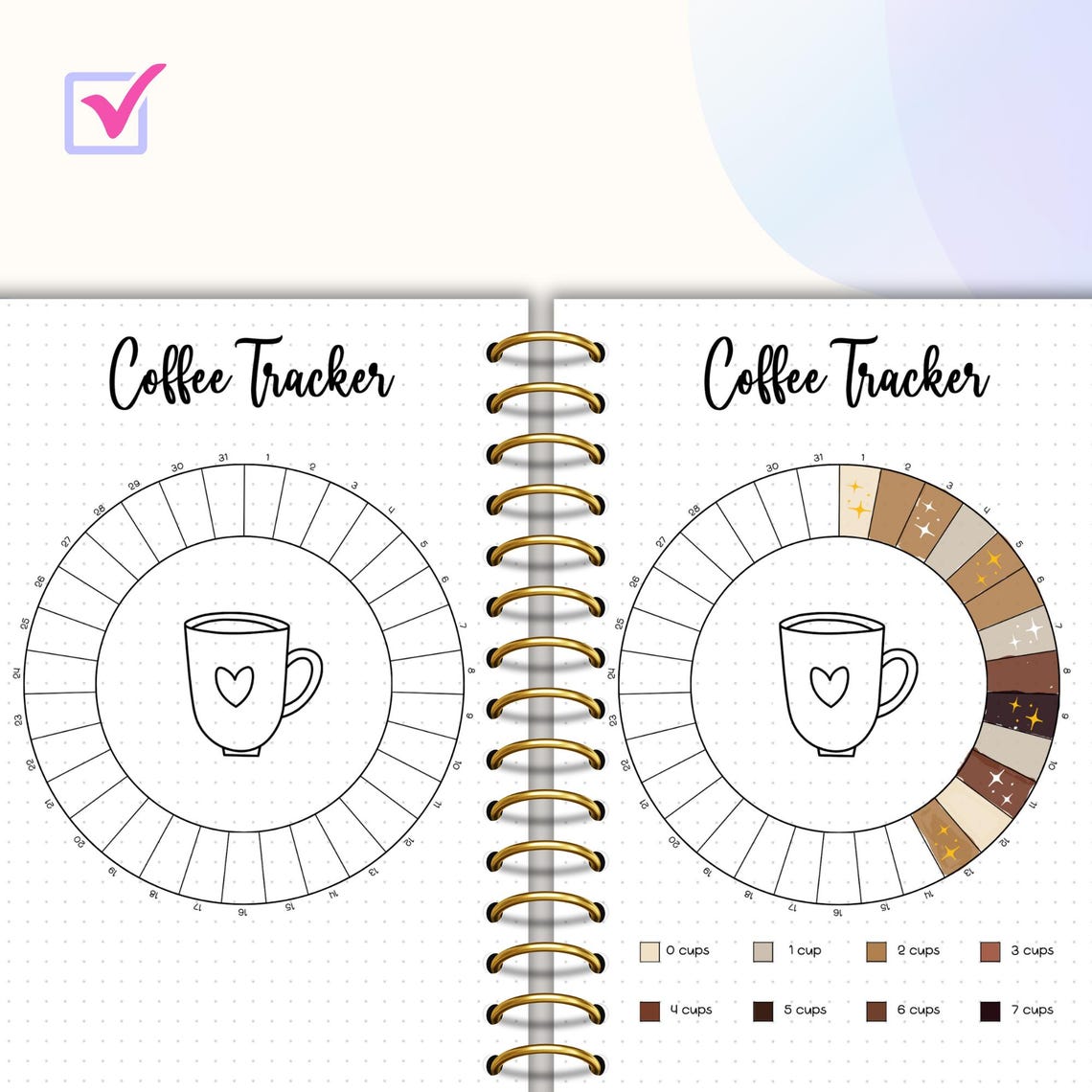 Coffee Tracker Wheel Bullet Journal Printable Page Monthly Coffee Log ...