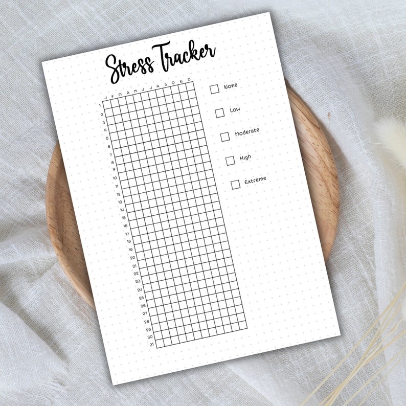 Stress Tracker Bullet Journal A5 PDF Printable Tracker Digital Journal ...