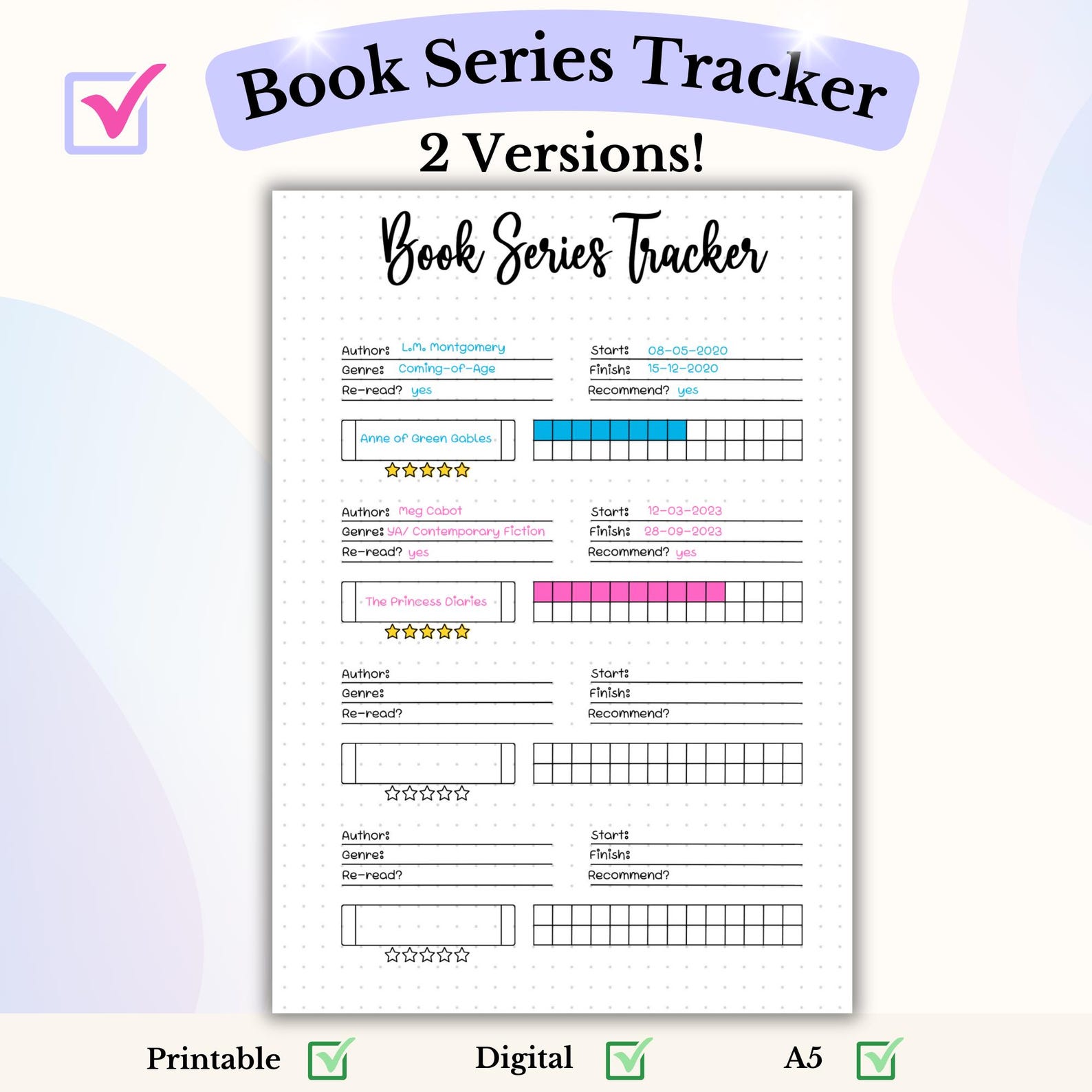Book Series Tracker Bullet Journal Printable Book Tracker Printable ...