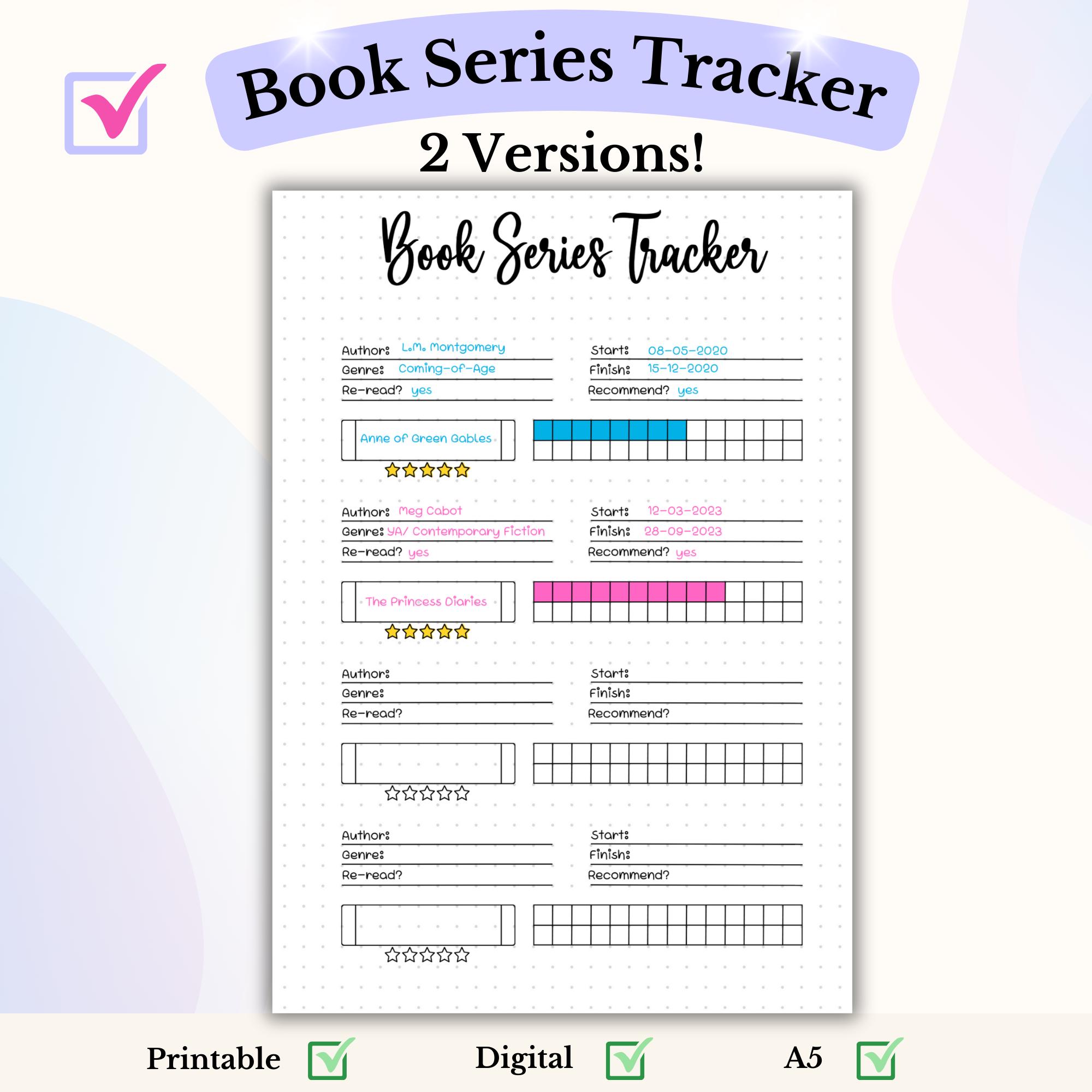 Book Series Tracker Bullet Journal Printable Book Tracker Printable ...