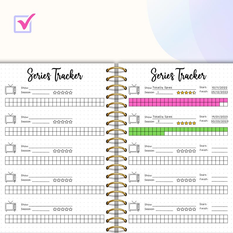 Series Tracker 2 Bullet Journal Printable Show Tracker Bujo Series Log ...