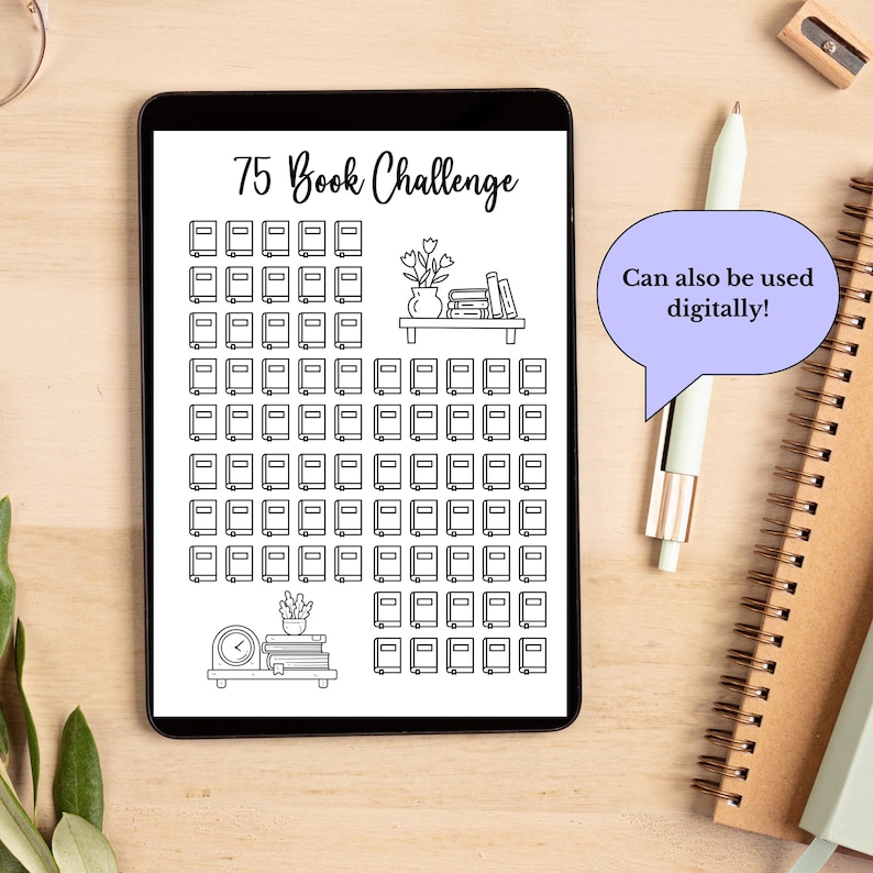 75 Book Challenge Bullet Journal Printable Reading Log Reading Tracker ...