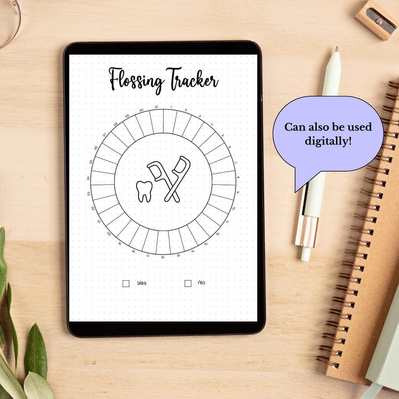 Flossing Tracker Bullet Journal Habit Wheel Teeth Health Tracker ...