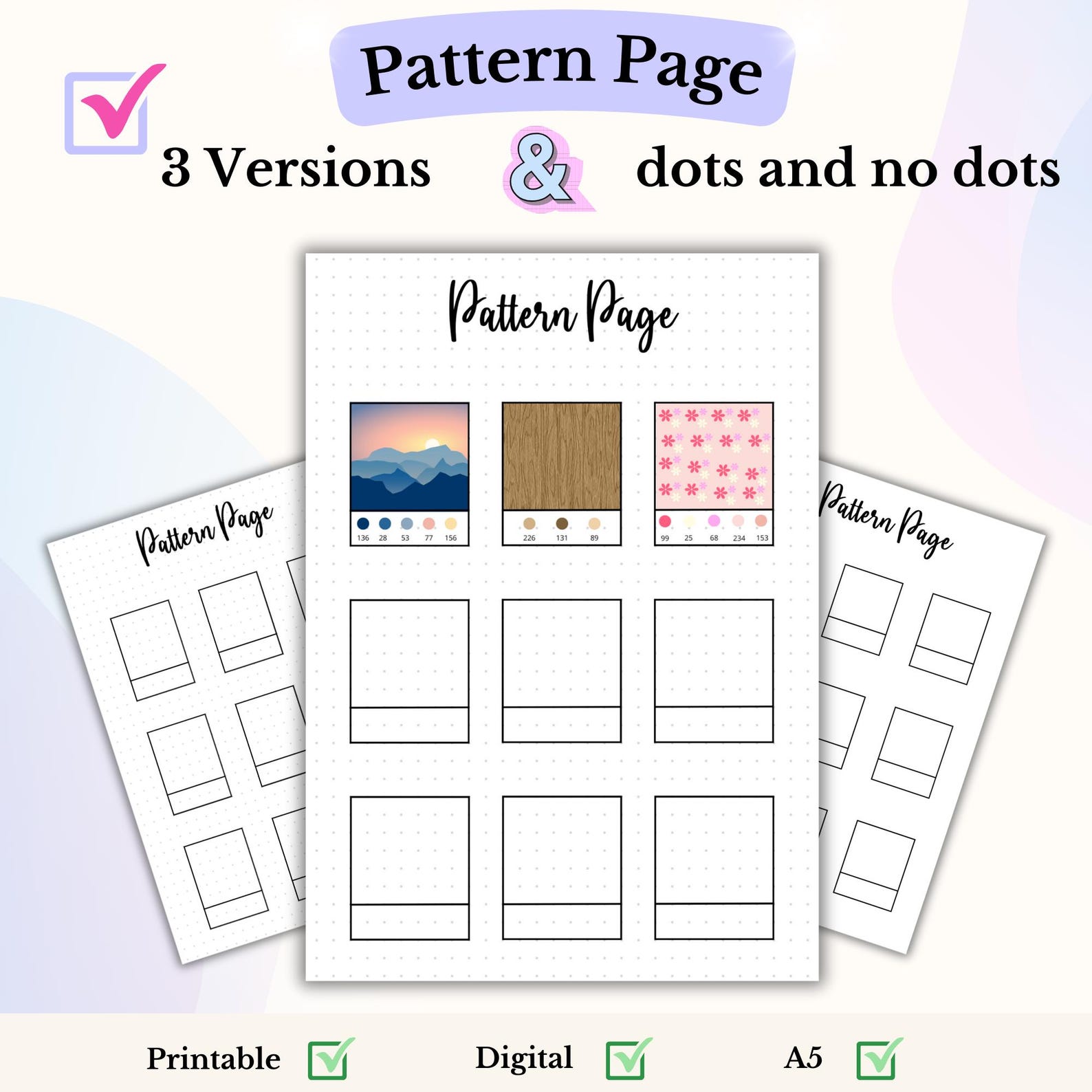Pattern Page Bullet Journal Colour Blending Tracker Printable Page ...