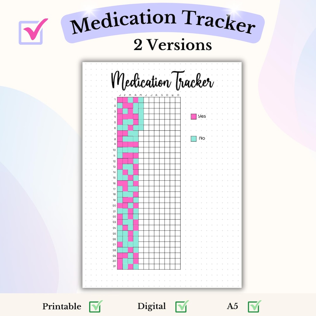 Medication Tracker Bullet Journal Printable Health Tracker Pill Tracker ...