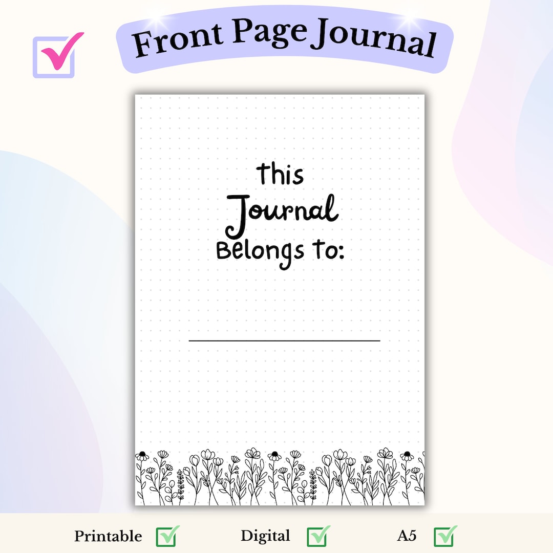 This Journal Belongs to PDF A5 Wildflower Theme, Cover Page Journal ...