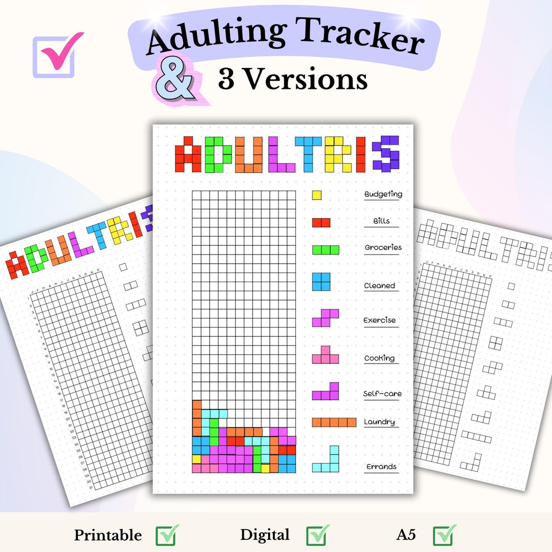Adulting Tracker Bullet Journal Page Adultris Adult Tast Habit Tracker ...