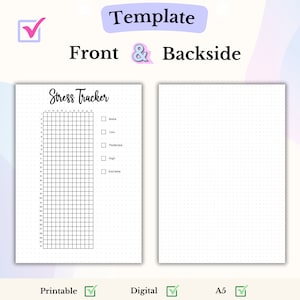 Stress Tracker Bullet Journal A5 PDF Printable Tracker Digital Journal Planner Mood Tracker ...