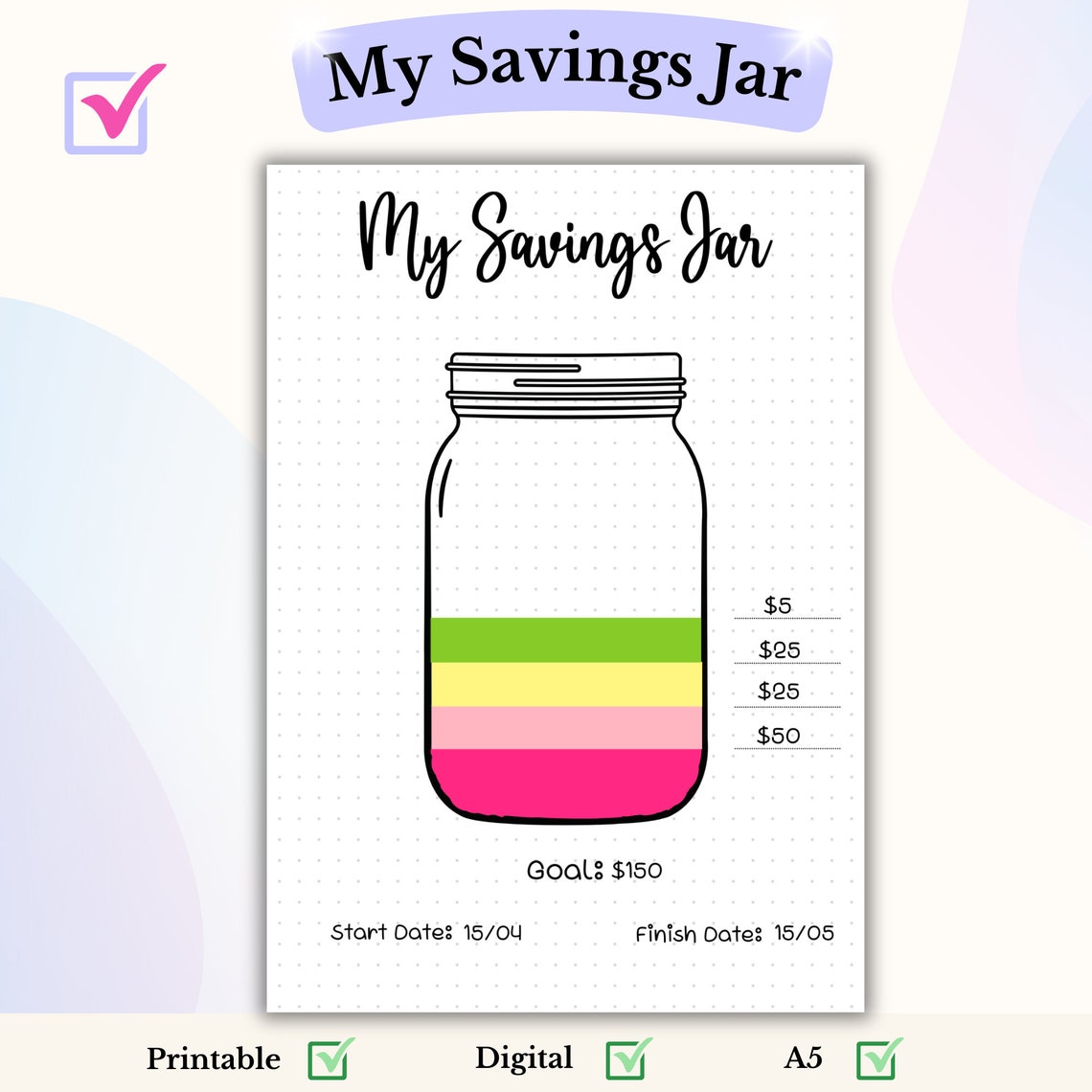 My Savings Jar Bullet Journal Page PDF Budgeting Bullet Journal Savings ...