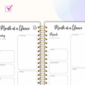 12 Month at a Glance Bullet Journal Pages Monthly Planner Journal ...