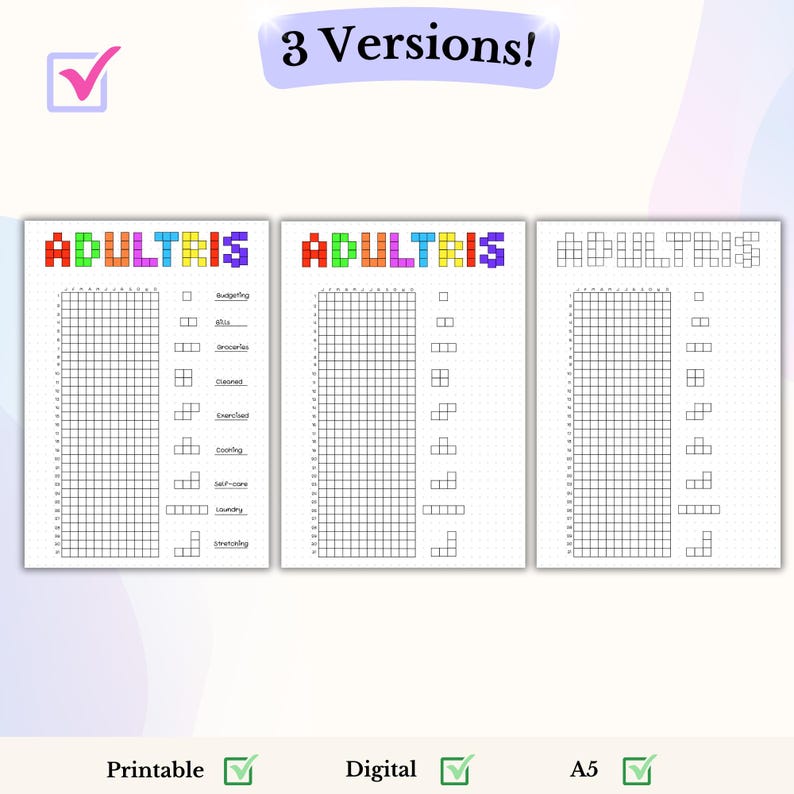 Adulting Tracker Bullet Journal Page Adultris Adult Task Habit Tracker ...
