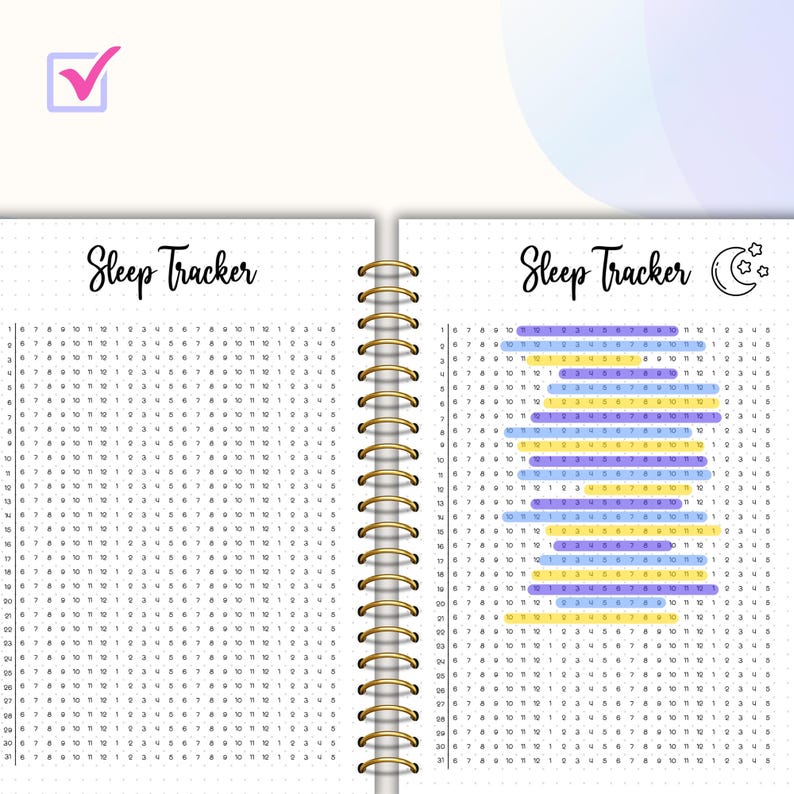 Sleep Tracker 24 Hour Bullet Journal PDF Printable Monthly Sleep ...