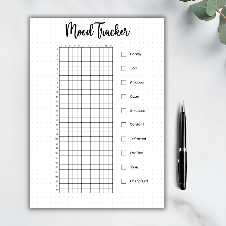 Mood Tracker Bullet Journal A5 Free Template Tracker Yearly Monthly Daily Tracker Printable - Etsy