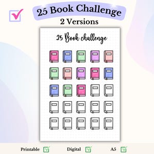 25 Book Challenge Bullet Journal Printable Reading Log Reading Tracker ...