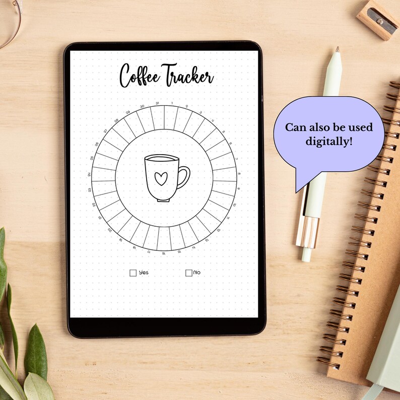 Coffee Tracker Wheel Bullet Journal Printable Page Monthly Coffee Log ...