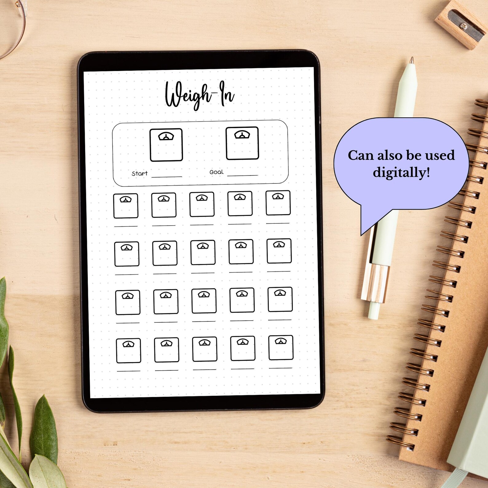 Weigh-in Tracker Bullet Journal Weight Tracker Fitness Tracker Workout ...