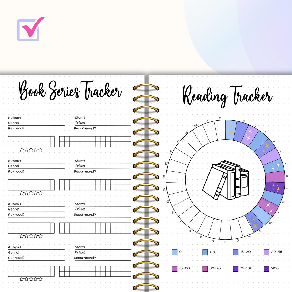Reading Bullet Journal Bundle Book Tracker Bundle Printable Book Bujo ...