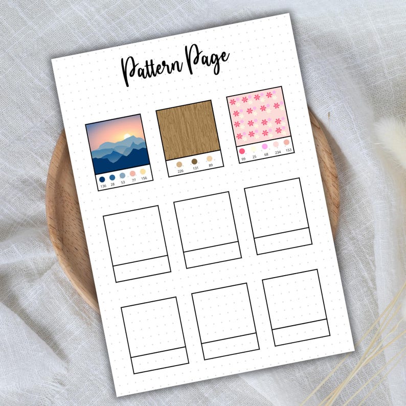 Pattern Page Bullet Journal Colour Blending Tracker Printable Page ...