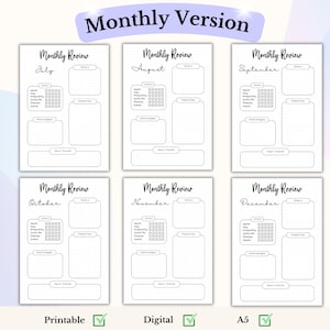 Monthly Review Bullet Journal Page Monthly Planner Journal Printable ...