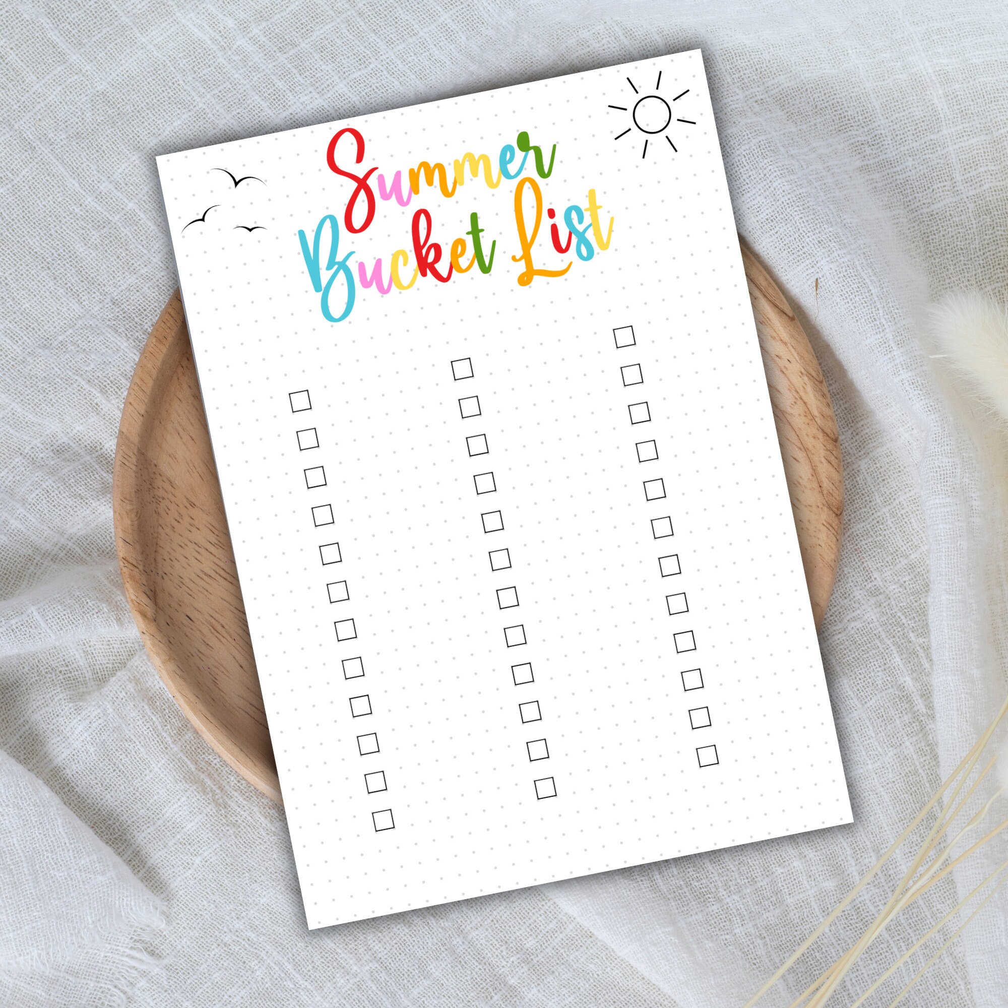 Summer Bucket List Bullet Journal Page A5 PDF Printable Bucket List ...