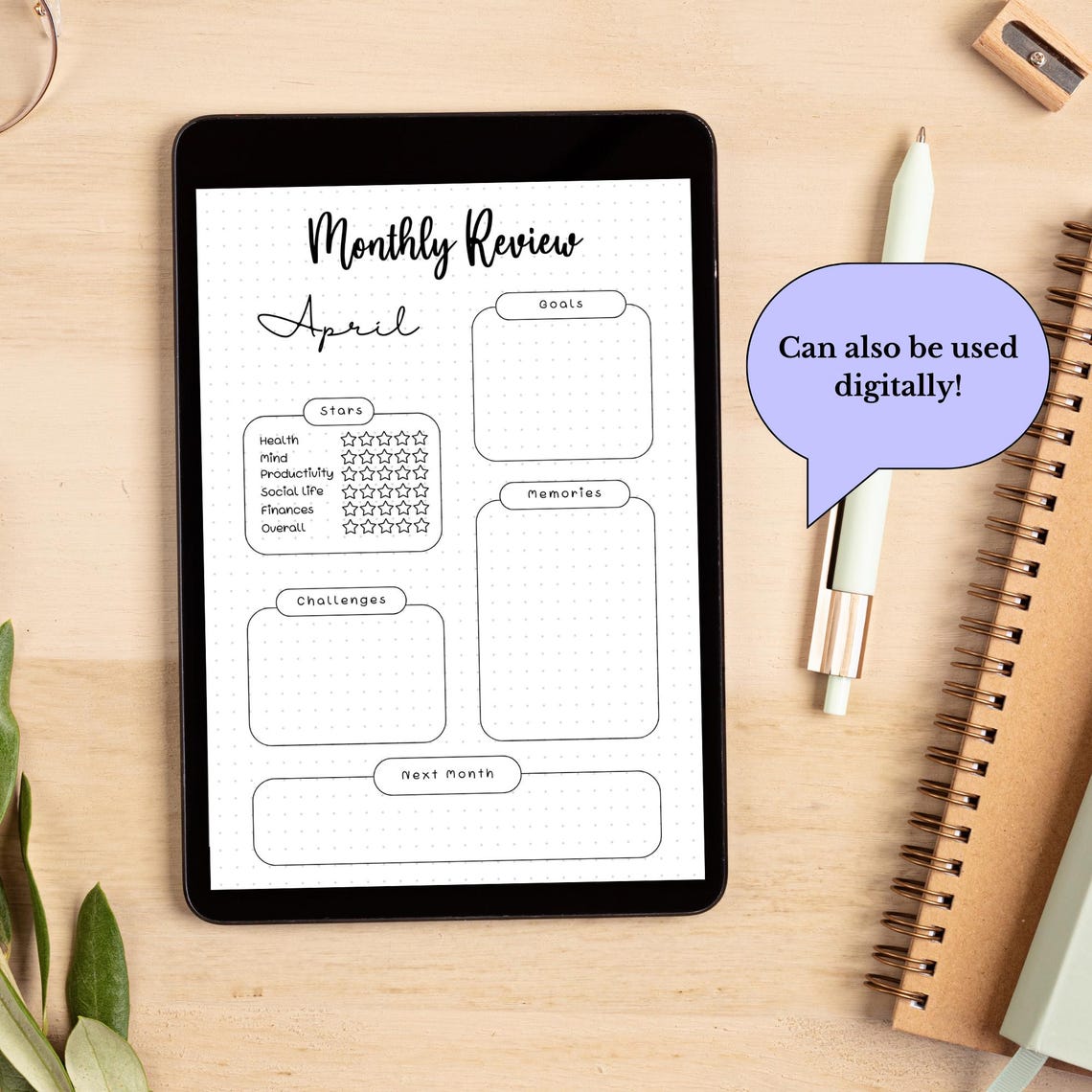 Monthly Review Bullet Journal Page Monthly Planner Journal Printable ...