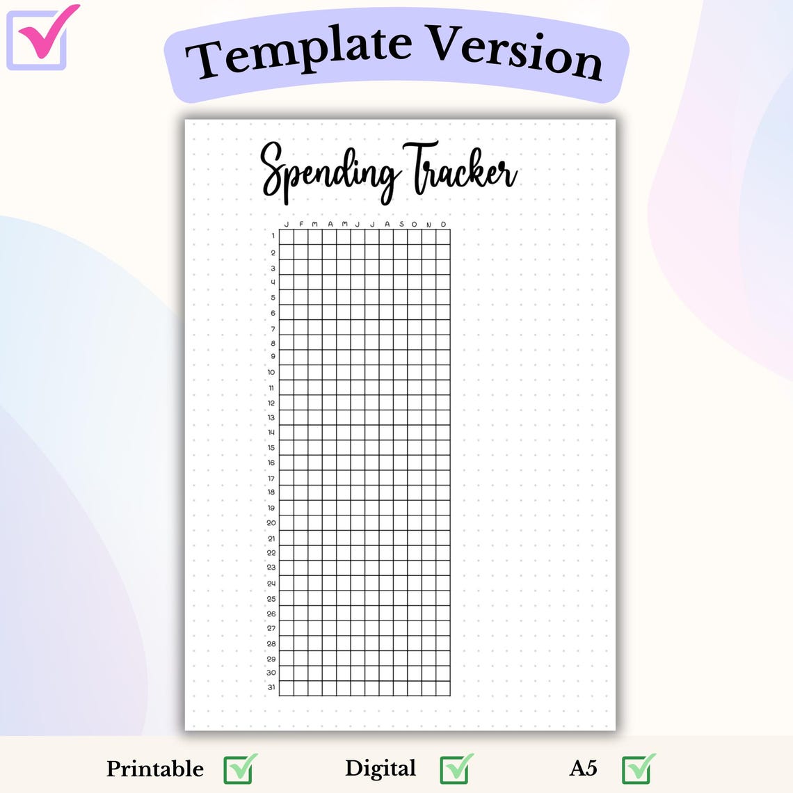 Spending Tracker Bullet Journal Printable PDF Finance Tracker Budget ...