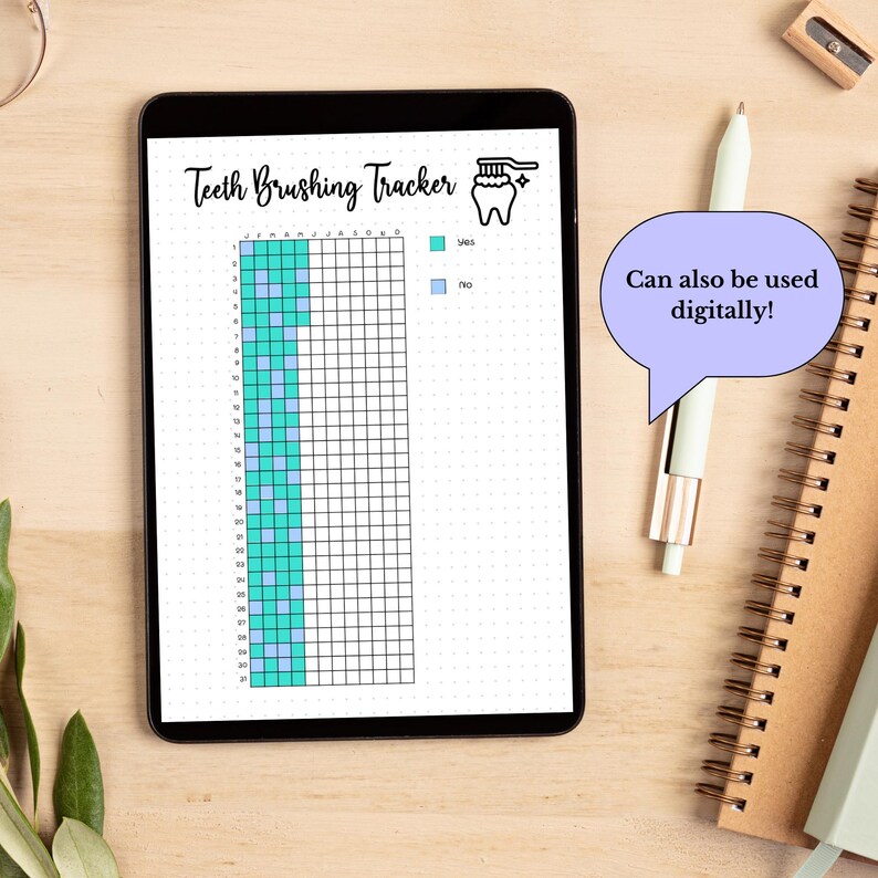 Teeth Brushing Tracker Bullet Journal Teeth Brushing Log Dental Health ...