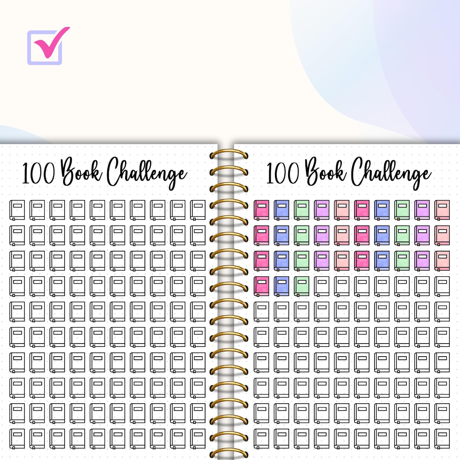 100 Book Challenge Bullet Journal Printable Reading Log Reading Tracker ...