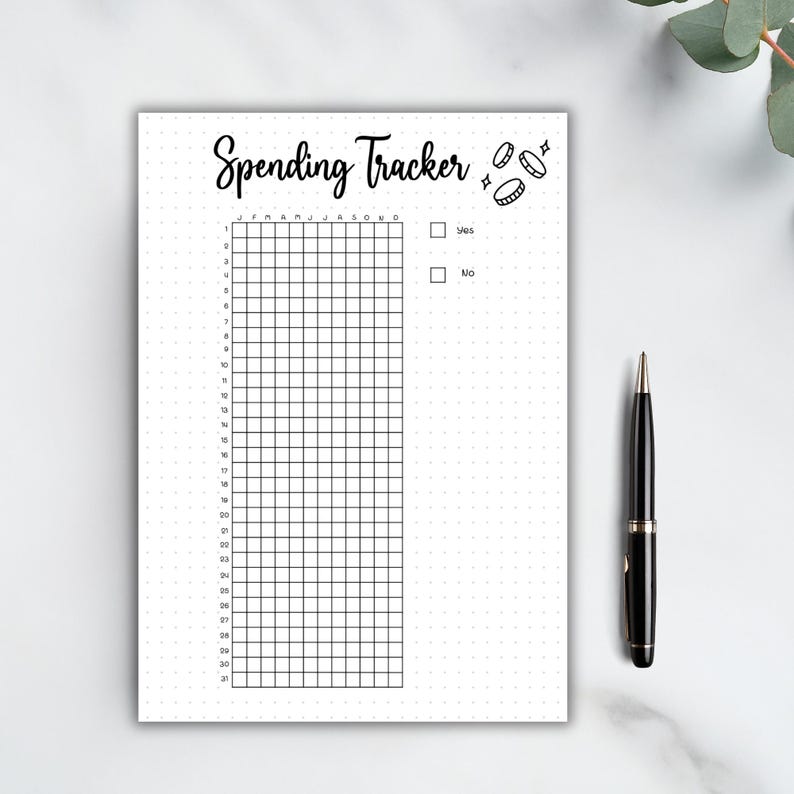 Spending Tracker Bullet Journal Printable PDF Finance Tracker Budget ...