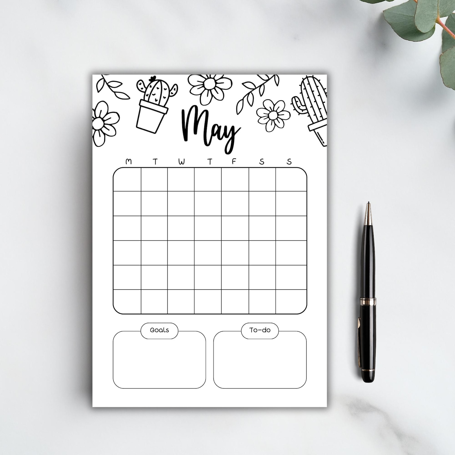 12 Month Calendar Pages Bullet Journal Bundle Monthly Planner Journal ...