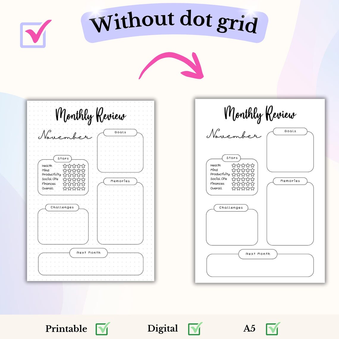 Monthly Review Bullet Journal Page Monthly Planner Journal Printable ...